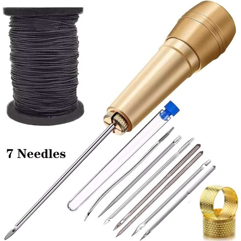[7 Steel Needles] Canvas Needles, Awl Needle Nylon Thread, DIY Leather ...