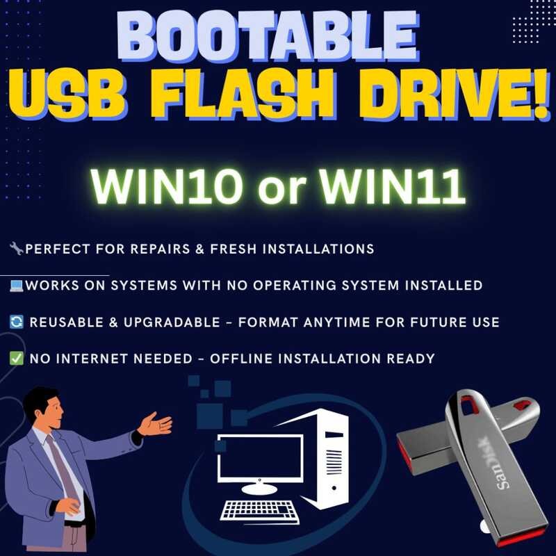 Bootable USB Flash Drive – Win 10/11 Installer For PC Laptop Plug Play ...