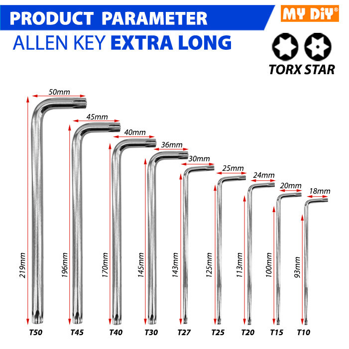 GOOD KING 9pcs Allen Key Set Allen Key Ball Point Allen key Torx Star ...