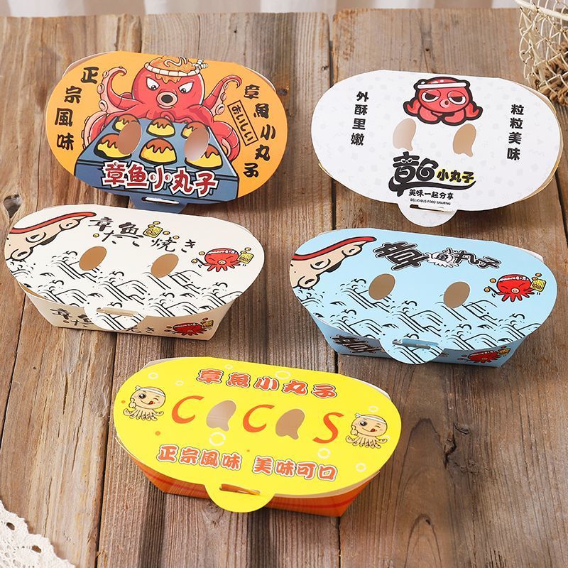 Octopus Dumplings Packaging Box Takoyaki Box Disposable Takeaway ...