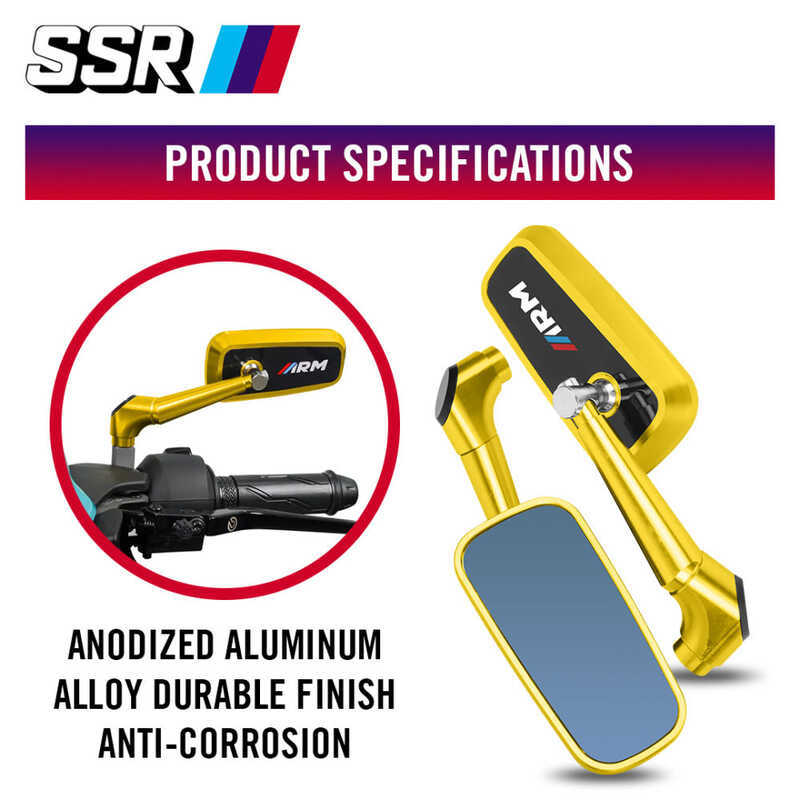 Cnc ARM Short Leg Side Mirror Blue Lens Heavy Duty Material Made In ...