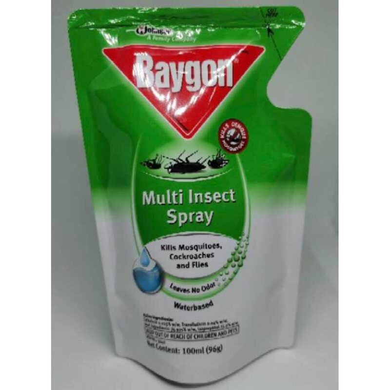 Baygon Multi Insect Spray Odorless 100Ml (Waterbased) Pouch Kills ...