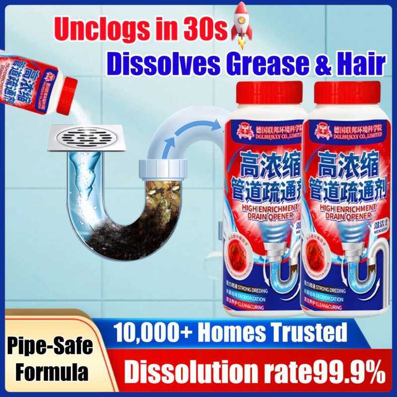 Powerful Drain Cleaner For Kitchen Bathtub & Toilet | Dissolves Hair ...