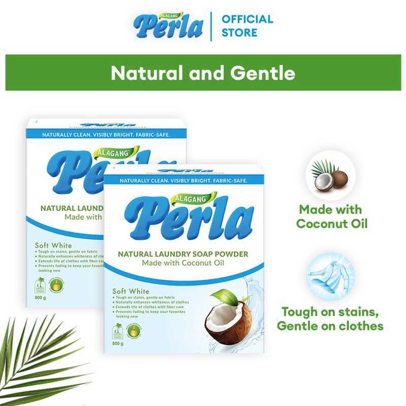 Perla Natural Laundry Soap Powder 800G – Set Of 2 Boxes | Coconut Oil ...