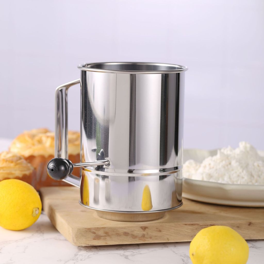 Stainless Steel Semi-Automatic Handheld Flour Sieve 304-Layer Mesh Hand ...