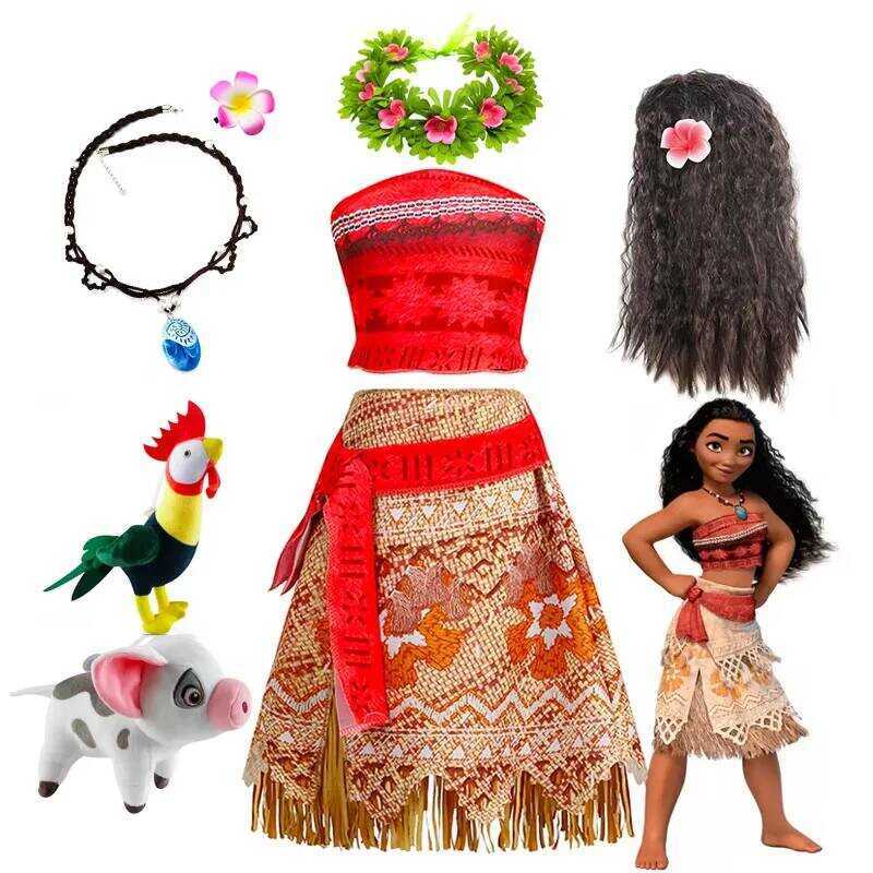 2 Moana 3 Dress For Kids Girls Princess Vaiana Cosplay Carnival ...