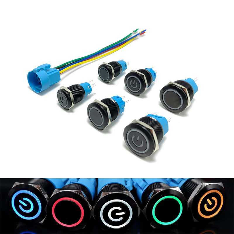 Metal Push Button 16Mm 19Mm 22Mm LED Light Yellow Blue Red Green Switch ...