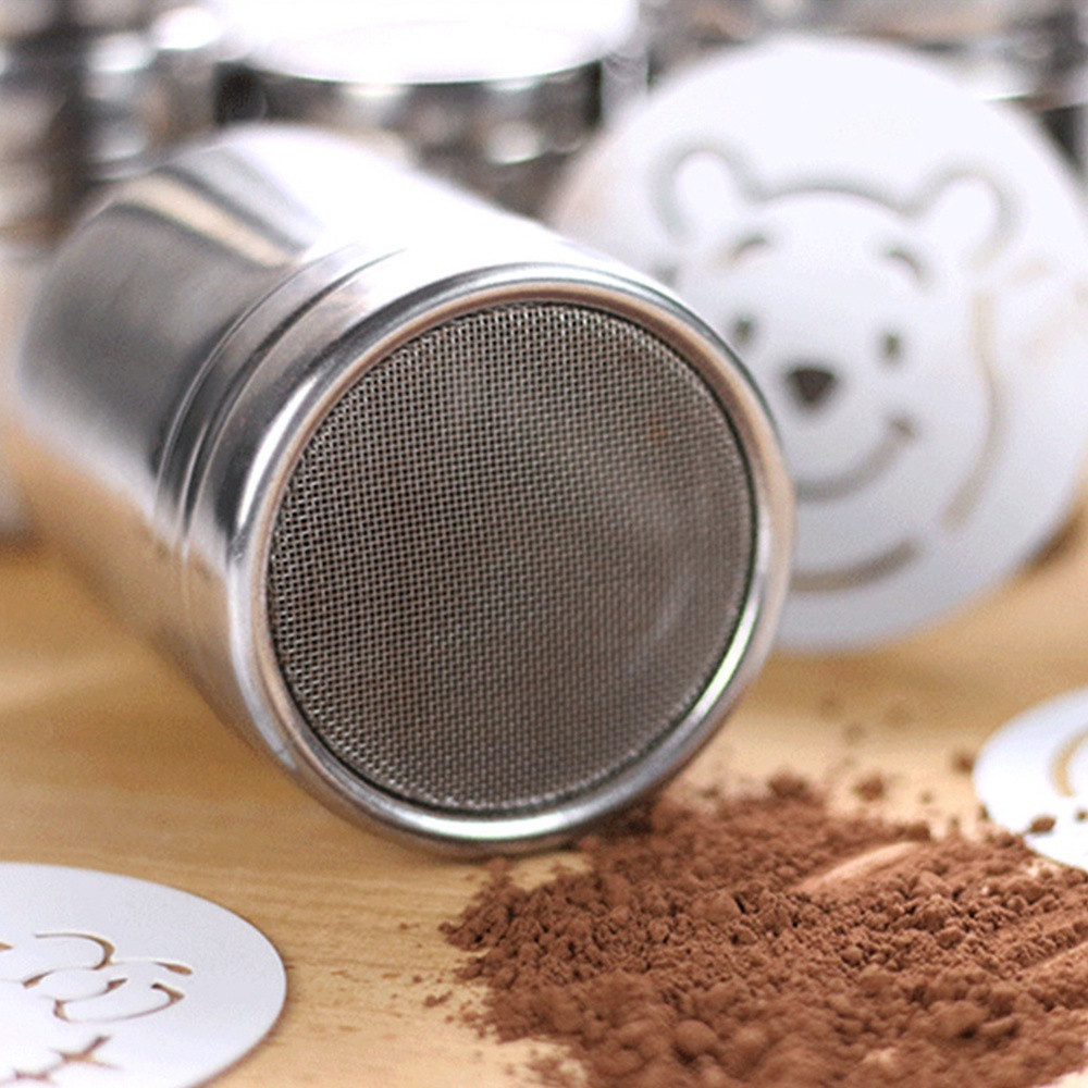 Powder Sugar Shaker with Lid Stainless Steel Powder Shaker Powder ...