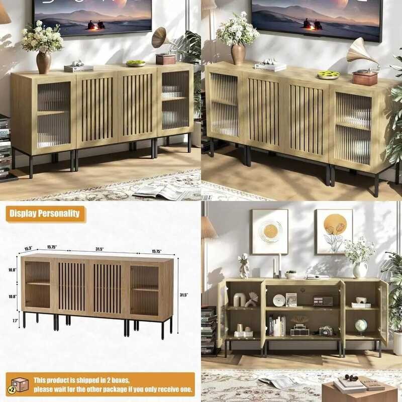 4 3 Inch TV Farmhouse Style Entertainment Center With Storage And Glass ...