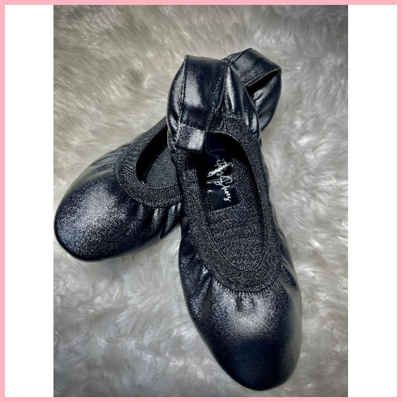 Foldable Garterized Doll Flat Shoes for Women Smooth Black Plain V2 ...