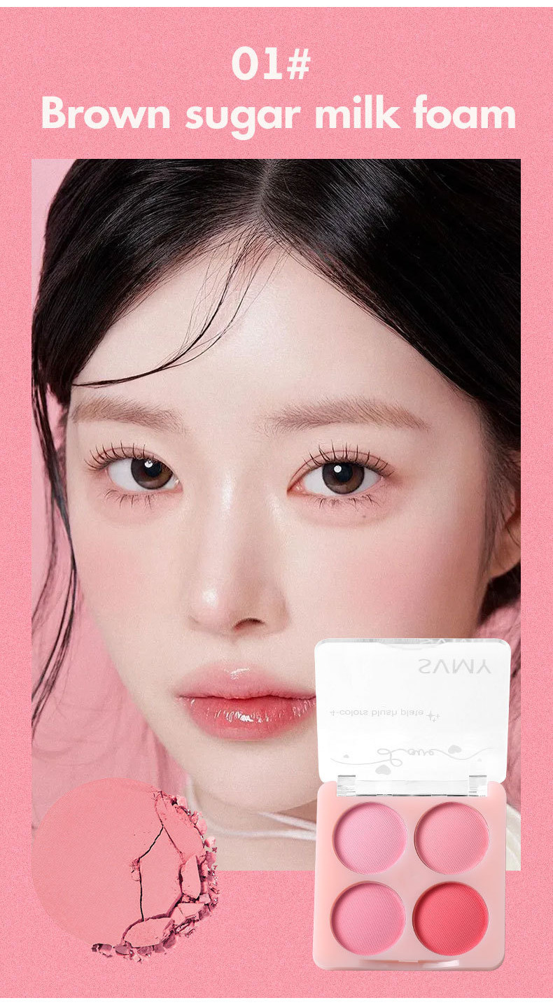 4-Color Blush Palette | Soft Matte Pink Tones | Natural Look for ...