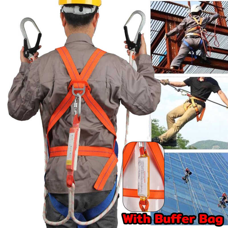 Full Body Safety Harness With Double Lanyard Large Hook Fall Protection ...