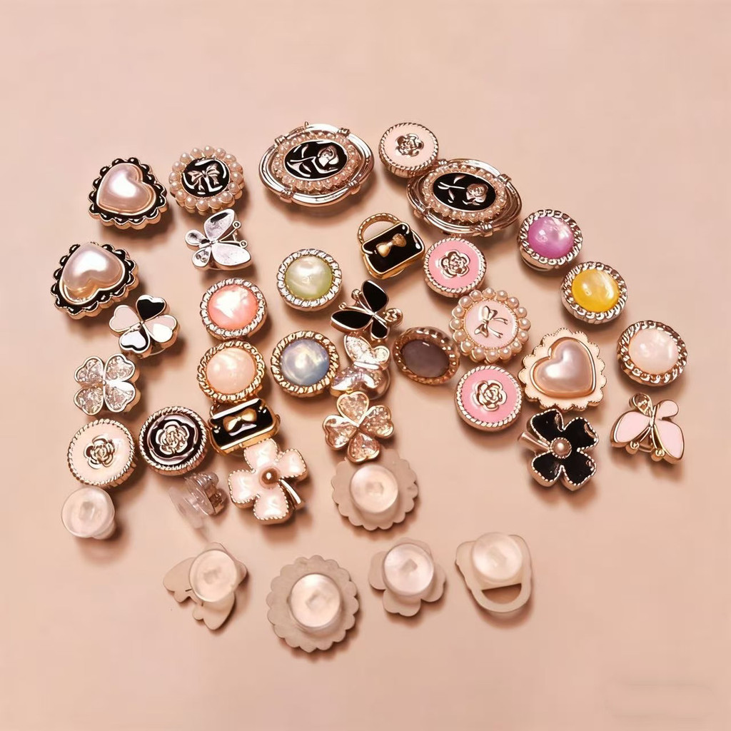 new Four-leaf clover bow fashion bag charm shoe ornaments metal flower ...