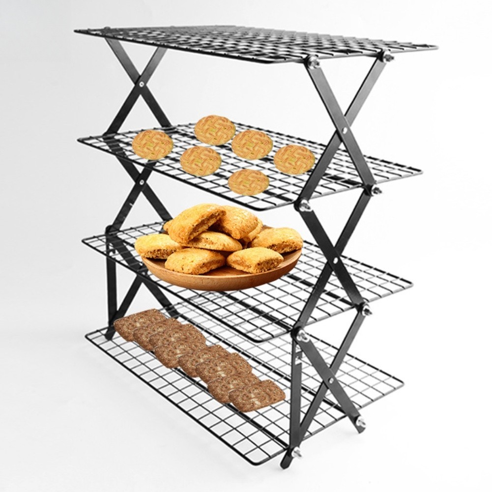 【HOT】2/3/4-Tier Collapsible Cooling Rack For Baking Folding Stackable ...
