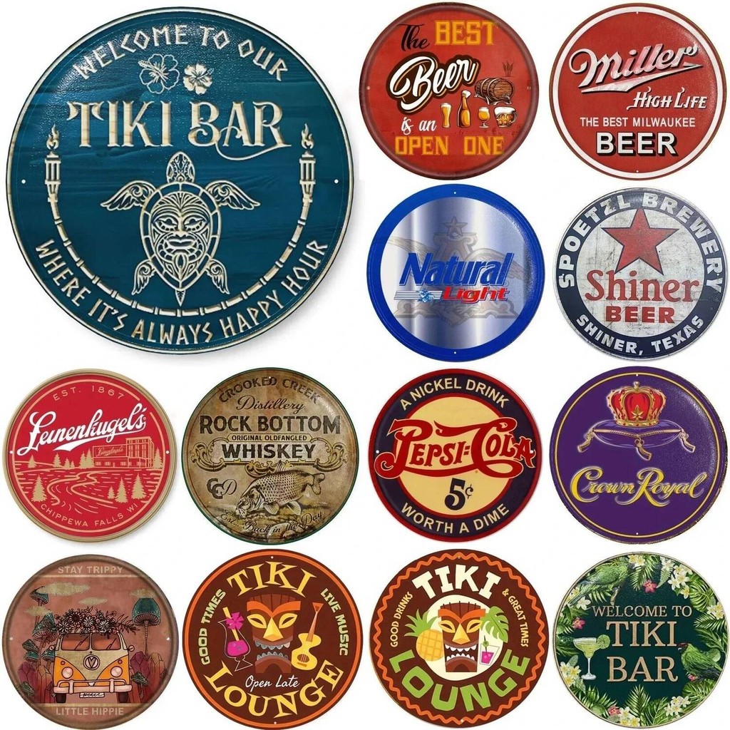 Blue Moon Beer Vintage Style Round Tin Sign Retro Lightweight Metal ...