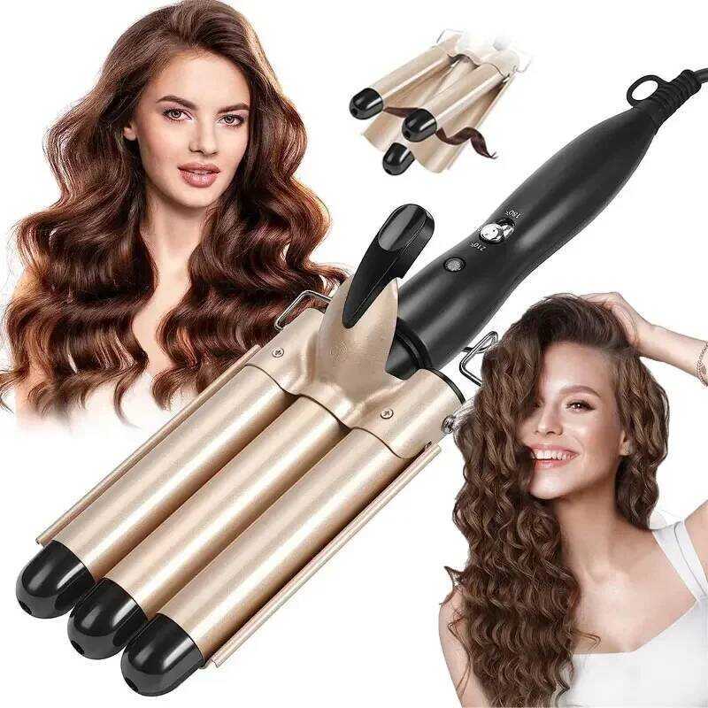 Professional Curling Iron Ceramic Triple Barrel Curler Irons Wave Waver ...