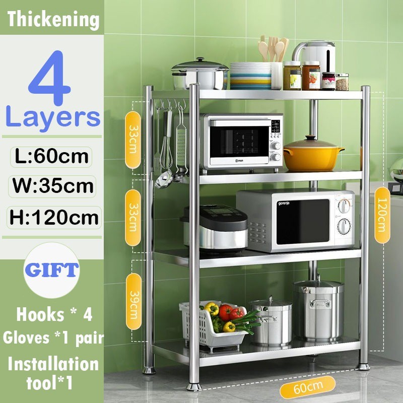 Thickened rack Floor oven rack Kitchen Organizer Storage Rack Stainless ...