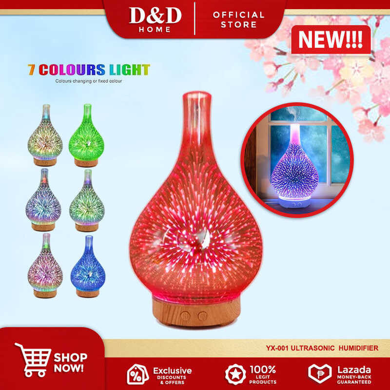 D&D Home l YX-001 Light Humidifier Vase Fireworks 3D Glass Diffuser ...
