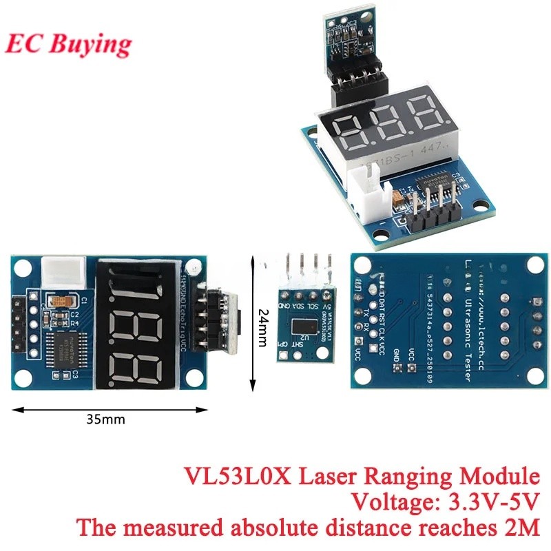 VL53L0X V2 Time-of-Flight (ToF) Laser Ranging Sensor Breakout 940nm GY ...