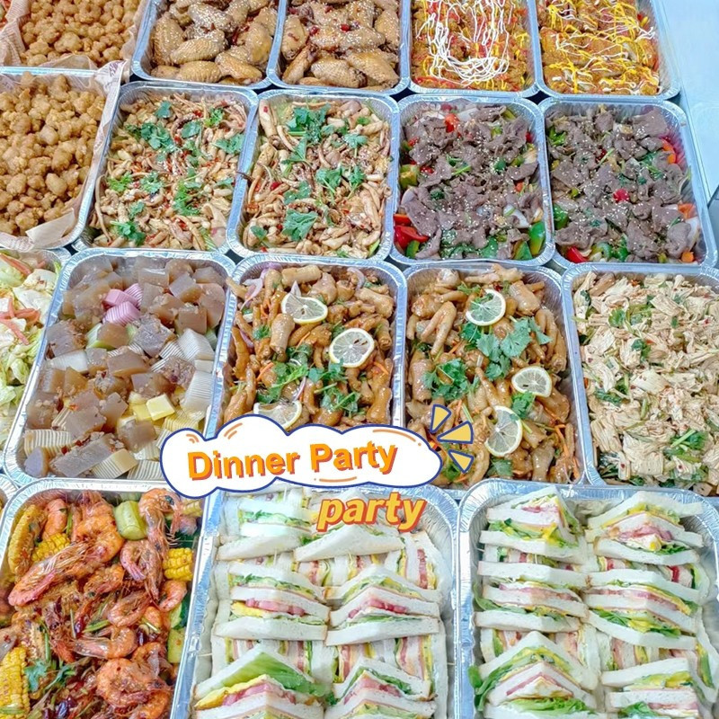 125pcs Aluminum Tray Rectangular Pan With Plastic Lid 620/650ml/2300ml ...