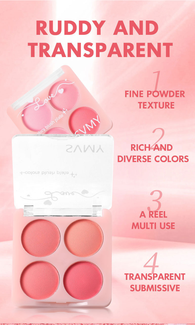 4-Color Blush Palette | Soft Matte Pink Tones | Natural Look for ...