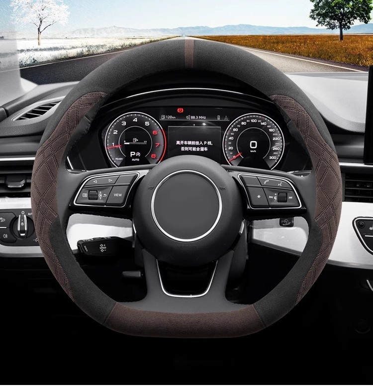 Faux suede steering wheel cover for BYD Han EV/DMI, Tang DM, Qin Plus DMI, Song Pro/Plus, autumn ...