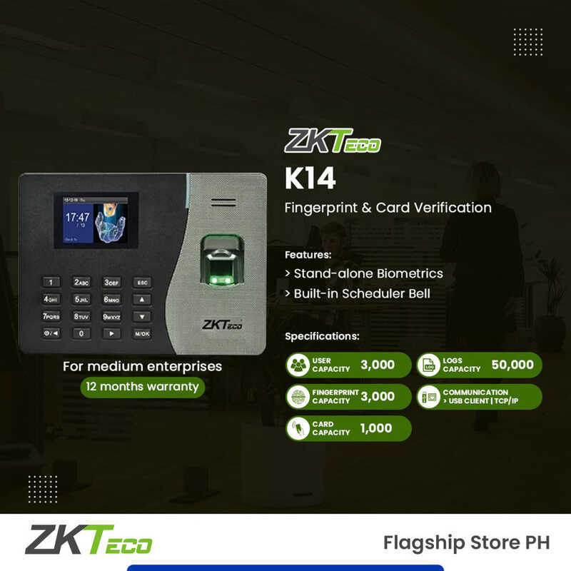Zkteco Fingerprint ID Card & Attendance Biometrics K14 With Touchlink ...