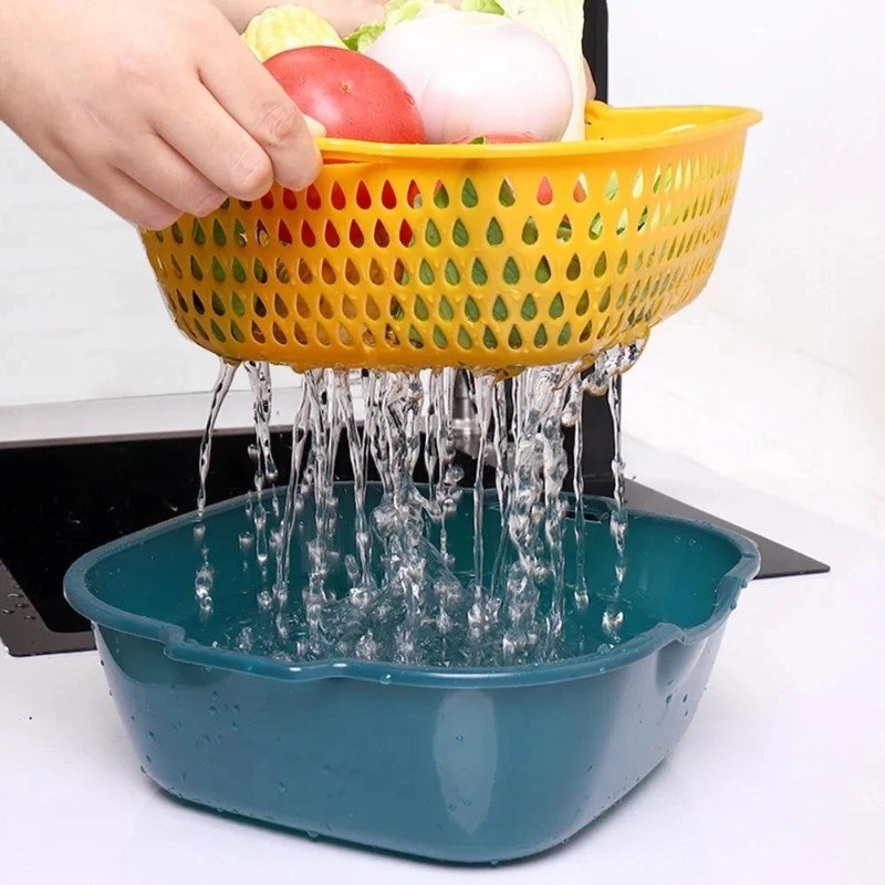 6pcs/set Strainers and Colanders Bowl Set Stackable 2 in 1 Fruit ...
