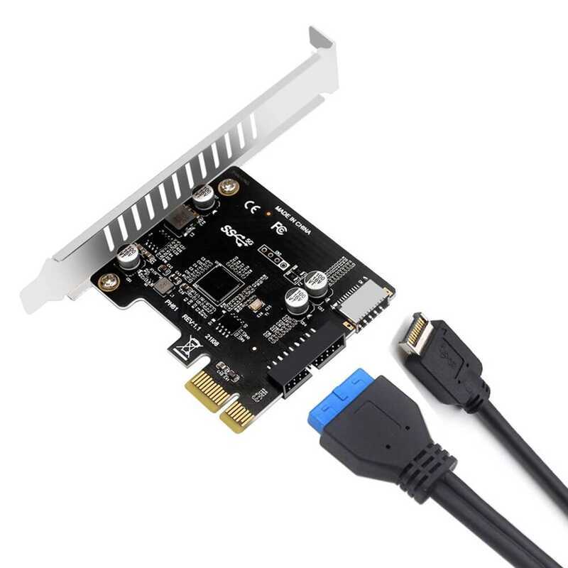4 PC 2 Pci-E To USB 3.0 Type C Front Panel Adapter 19Pin Hub Splitter ...