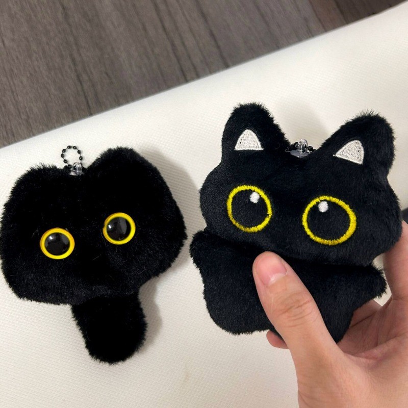 Y2K Camera Black Cat Plush Keychains Couple Bag Pendant Trinket Lover's ...
