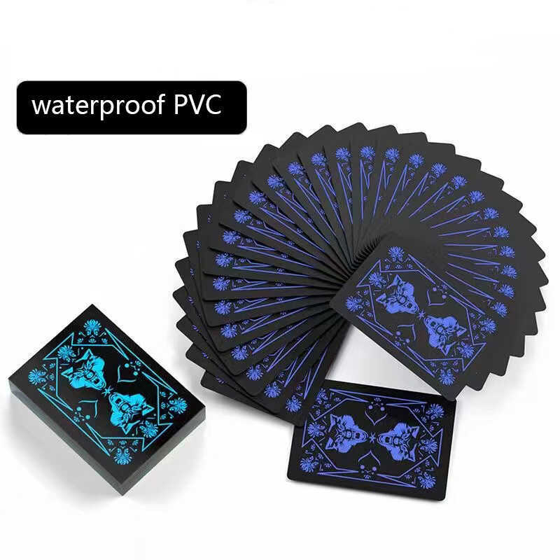 ZEEMIN Waterproof PVC Pure Black Magic Box-Packed Plastic Playing Cards ...