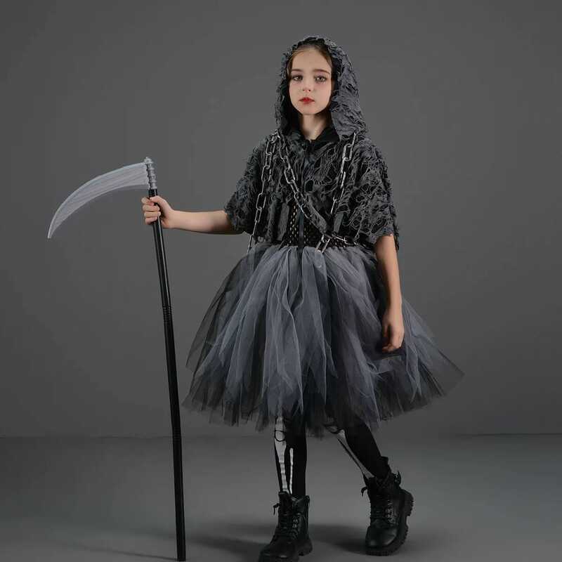 Grim Dresses Horror Death Cosplay Black Cloak kids Girls Party Clothes ...