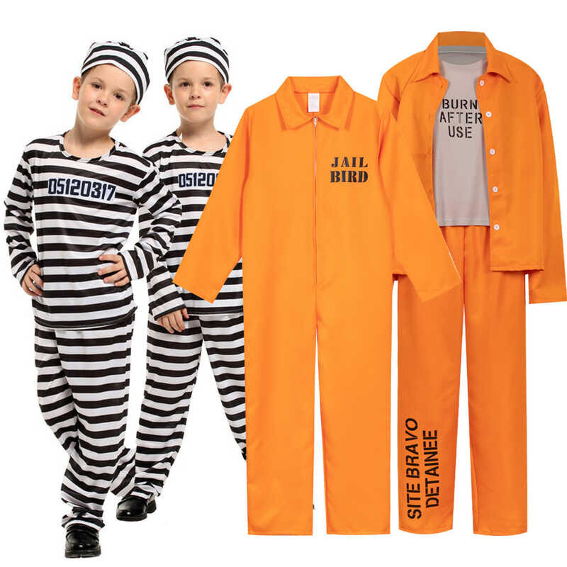 Halloween Adult Men's and Women's Orange Prisoner Costume Cosplay ...