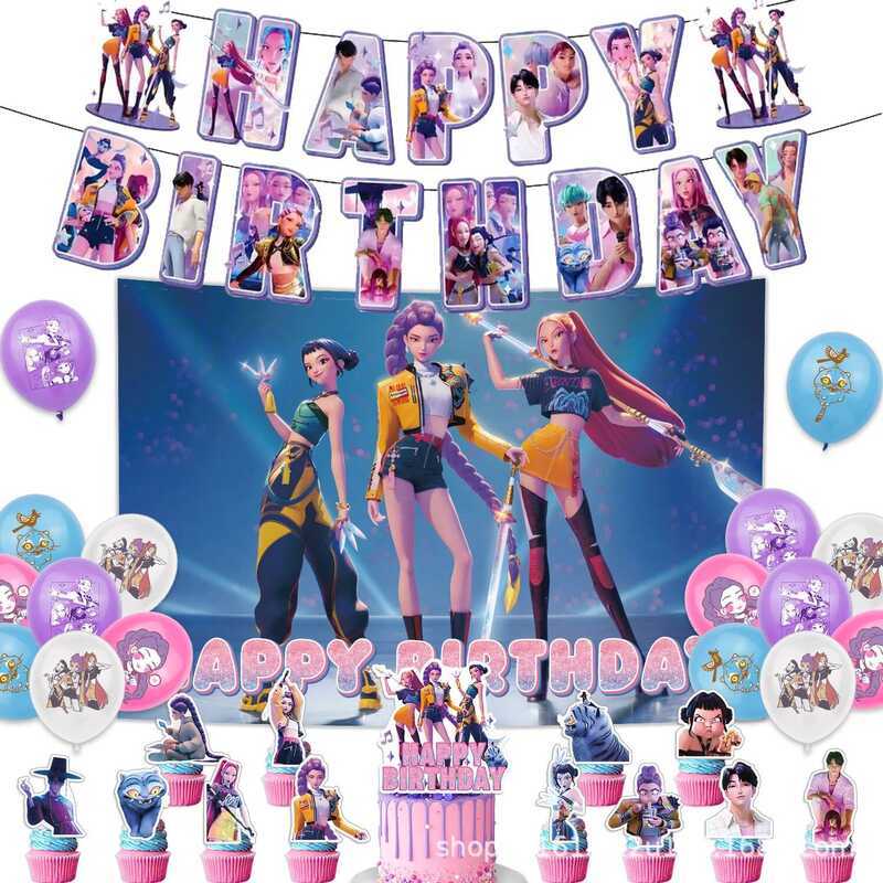 2 Demon 3 Hunters Party Decoration Set Balloons Banner For Birthday ...