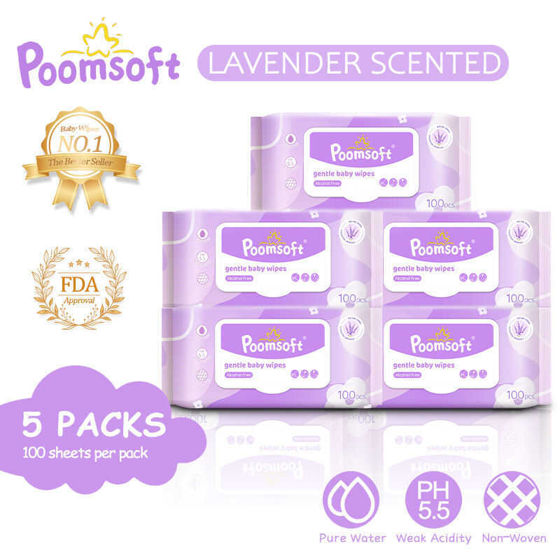 COD Poomsoft 5 Packs X 100 Sheet Purple Lavender Scented Alcohol-Free ...