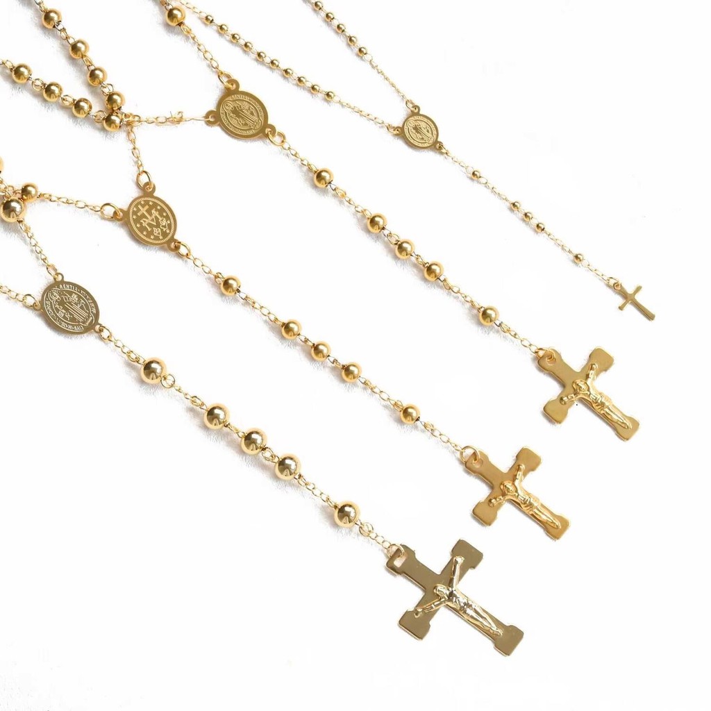 New Bead Y Religious Jewelry Catholic 14K 22K Gold Plated Chain Jesus ...