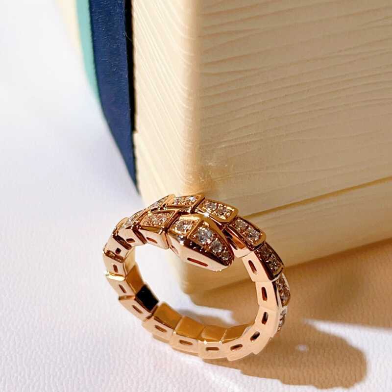 V Golden Snake Bone Ring Snake-Shaped Ring Enamel Sterling Silver Plain ...