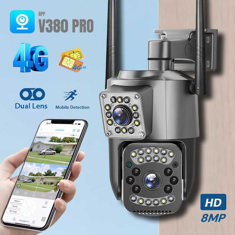 4G Camera 8Mp Dual Lens Surveillance Motion Detection HD Color Night ...