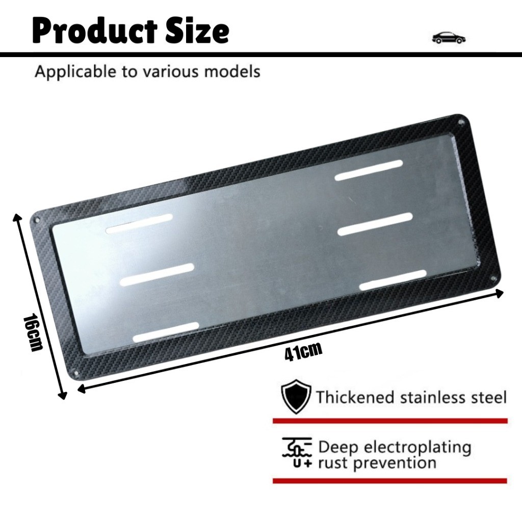 2Pcs License Plate Frame with Cover Chrome Stainless Universal Car ...