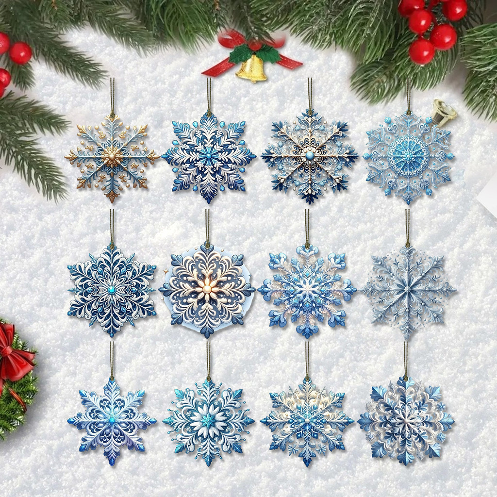 Hanging Reindeer Christmas Decoration Pendant Gold Plastic Snowflake ...