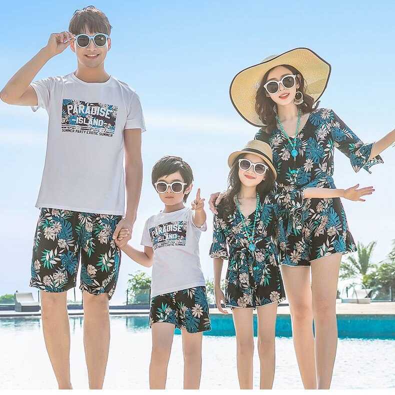 LY Family Hawaiian Boho Terno Beach Outfit Set 2024 Christmas Green ...