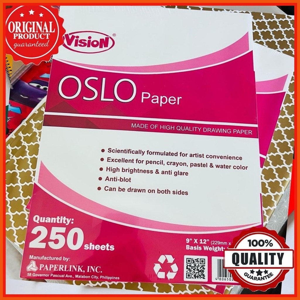 VISION OSLO PAPER HIGH QUALITY 116.3GSM 9"X12" SOLD PER REAM/250 Sheets ...
