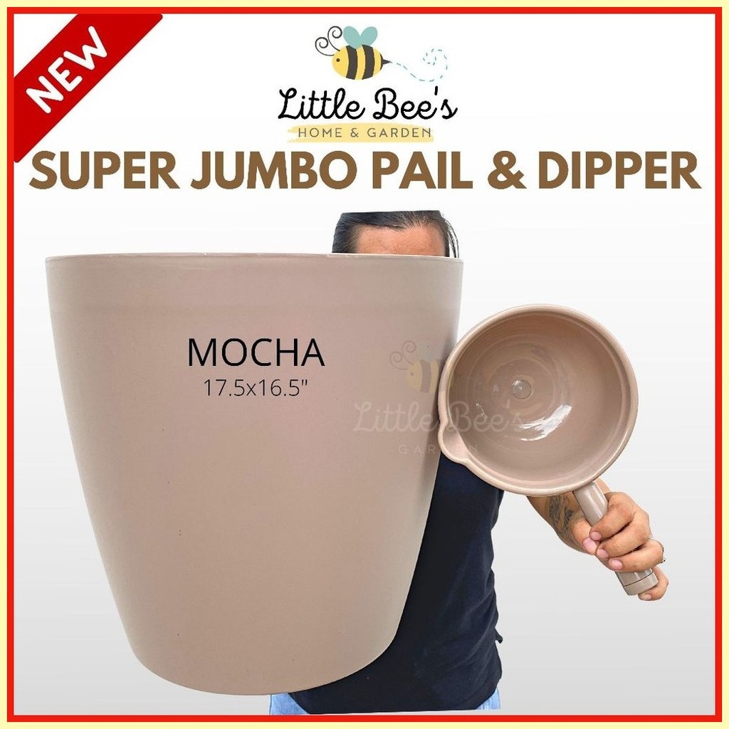JUMBO Classy Aesthetic Mocha Pail & Dipper | Minimalist Timba & Tabo ...