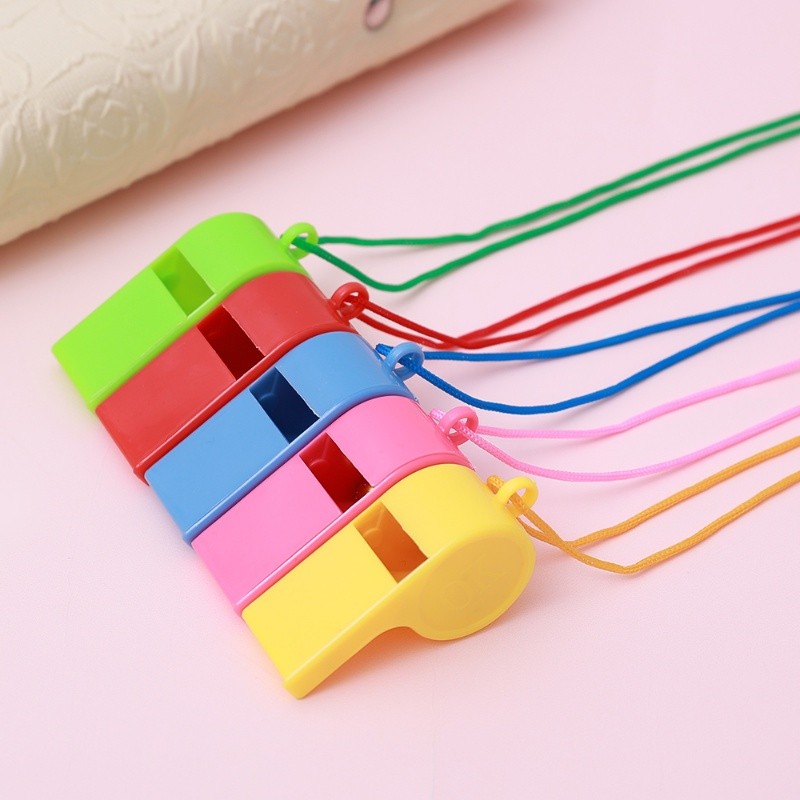 1PC Plastic Whistles with Lanyard Brilliant Colorful Portable Whistles ...