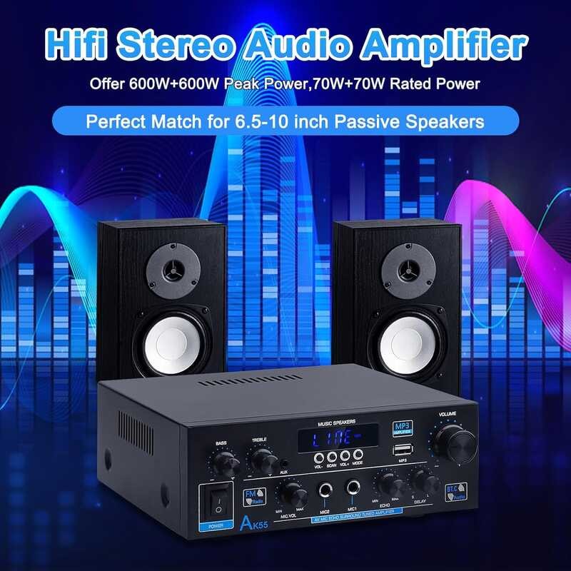 900W Ak-55/Ak370 Bluetooth 5.0 Hifi Stereo Digital Audio Amplifier ...