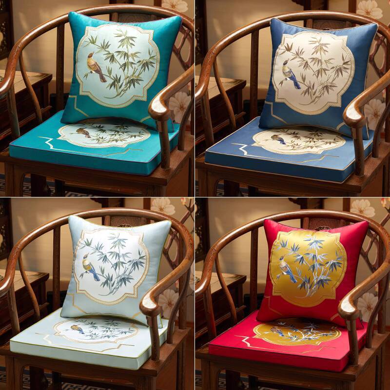 ☑♥ New Chinese Style Bamboo Embroidery Chair Cushion Red Wood Sofa ...