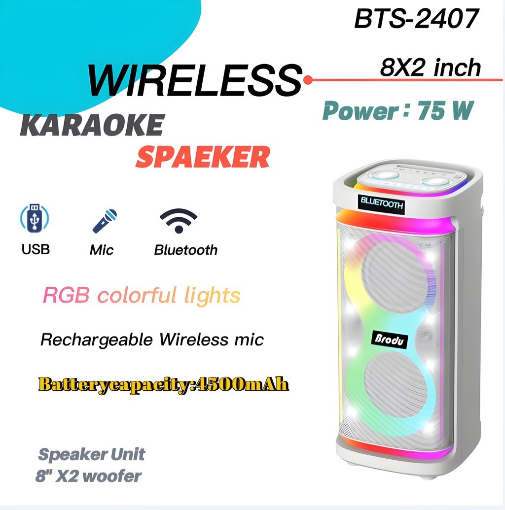 BTS-2407 dual 8inch outdoor Karaoke sound system Bluetooth Speakers ...