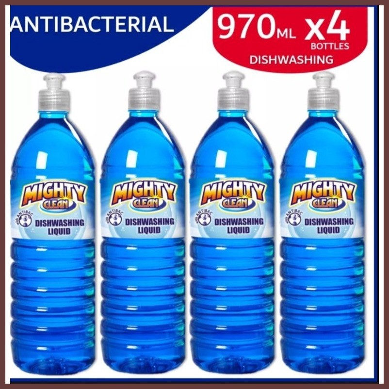 Mighty Clean/All Mighty Dishwashing Liquid Antibacterial Blue 4 BOTTLES ...