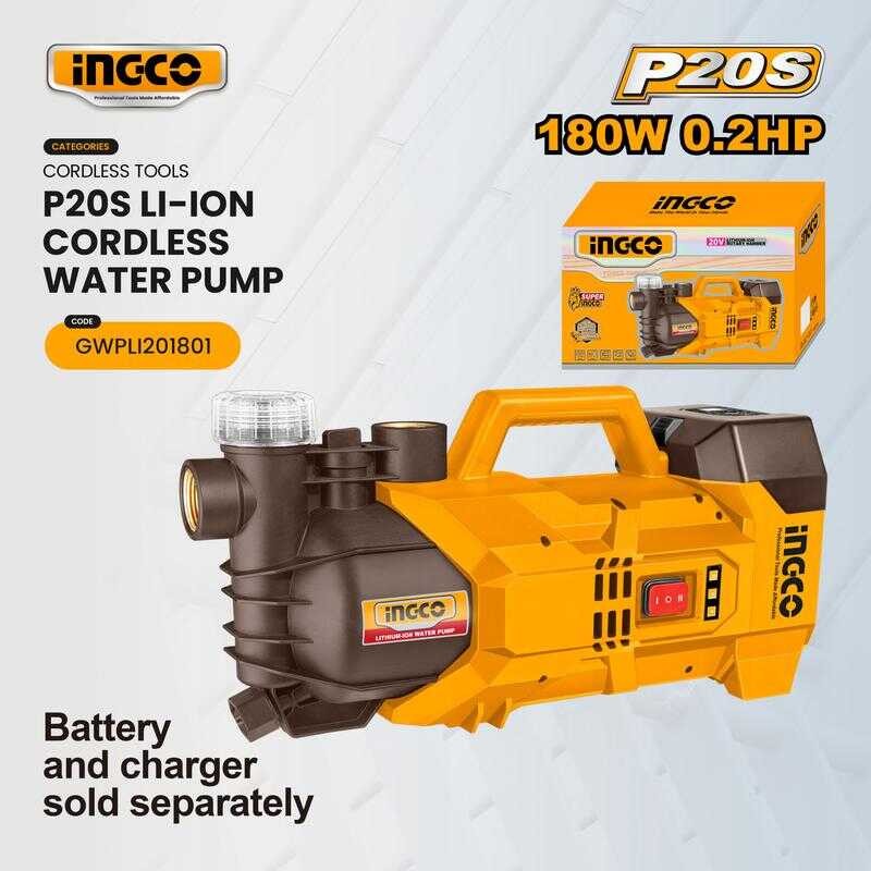Ingco P20 Series Li-Ion Cordless 20V Water Pump Gwpli201801 (Ict) 699 ...