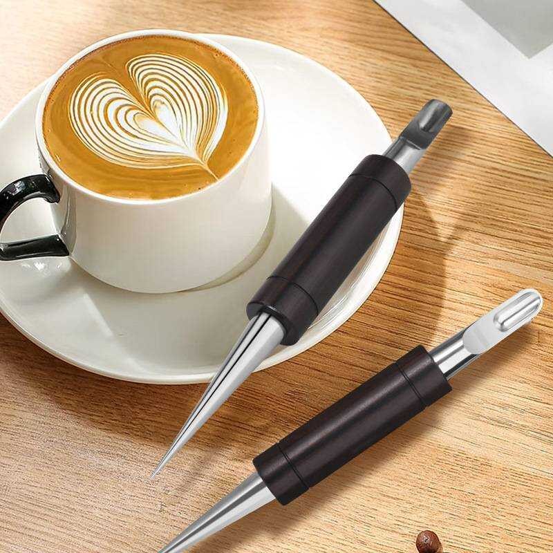 Coffee Milk Foam Art Bomber Decorative Needle Stainless Steel Carving ...